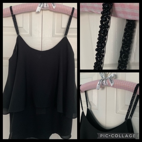 Lovemarks | Tops | Nwt Love Marks Beaded Strap Black Camisole Tanksm ...